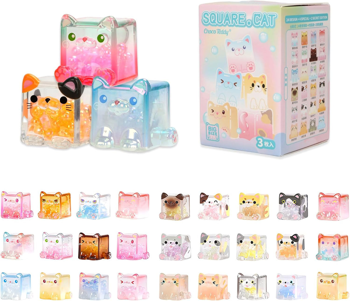 Choco Teddy Square Cat Big Size Blind Box - Cool Series - Includes 3 C ...