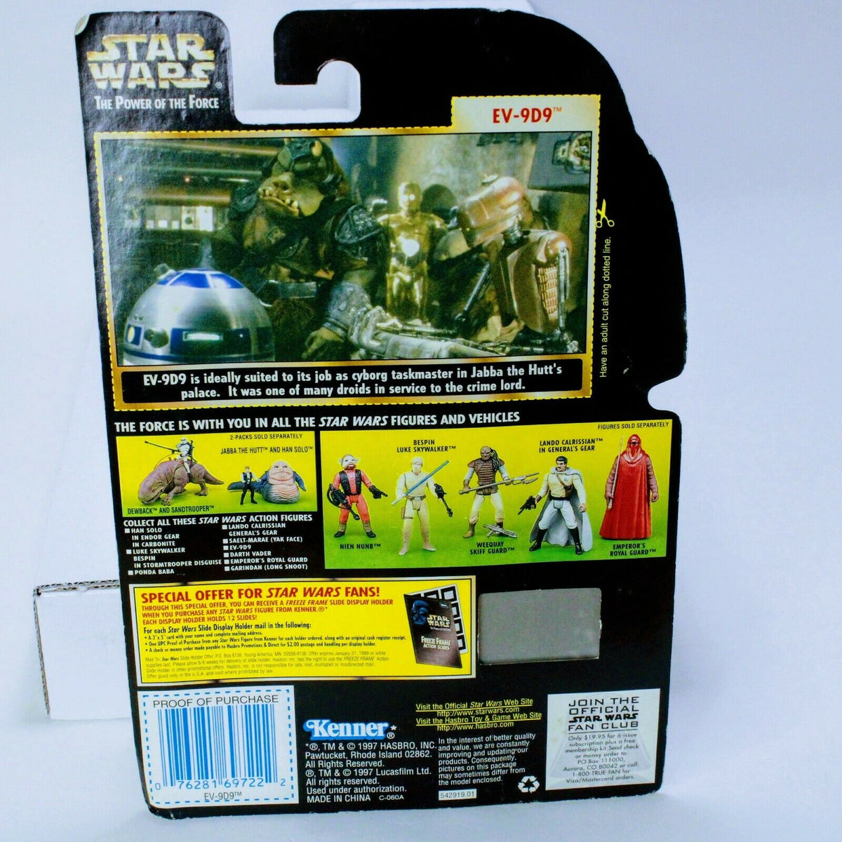 Star Wars Power of The Force EV-9D9 Droid w/ Datapad - Kenner Green Ca ...