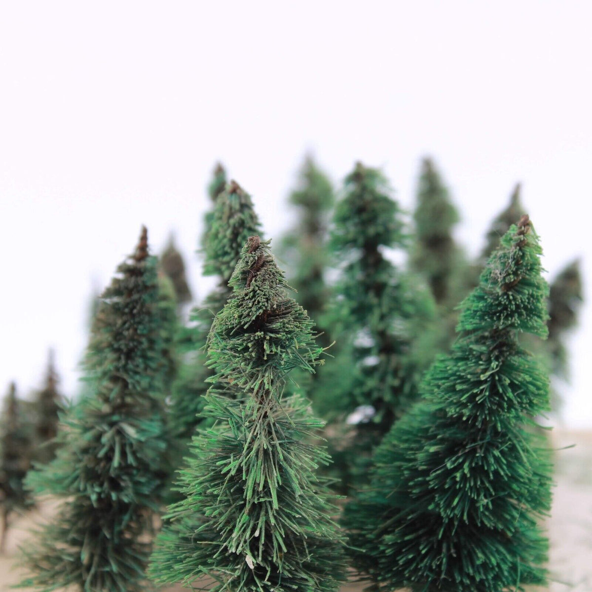 16pcs HO Scale 1:87 Iron Wire Green Model Pine Trees Railroad Scene ...