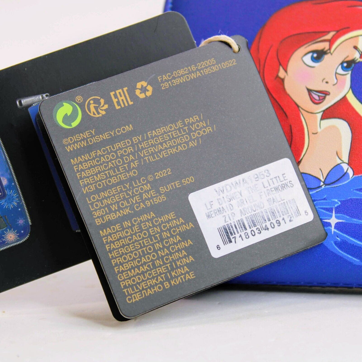 Loungefly Disney Ariel Little Mermaid w/ Flounder & Sebastian Zip-Arou ...